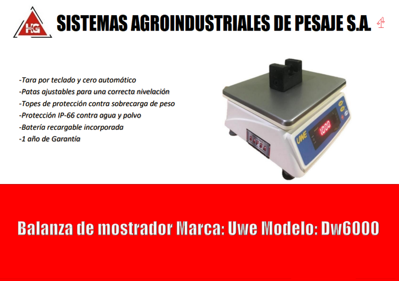 Balanza UWE modelo DW – Romanas Sapsa